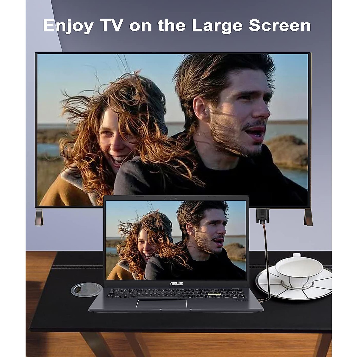 HDMI to VGA Cable 2-Pack, 3.3 Feet Gold-Plated Computer HDMI to VGA Monitor Cable Adapter Cord for Computer, Desktop, Laptop, PC, Monitor, Projector, HDTV, and More (NOT Bidirectional)