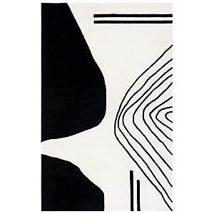 Safavieh Rodeo Drive Collection 4' x 6' Ivory/Black RD860B Handmade Mid-Century Modern Abstract Wool Area Rug
