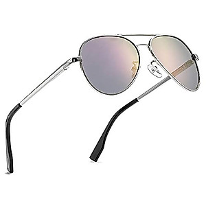 AZorb Polarized Aviator Sunglasses Mirrored Lens Metal Frame for Men Women, 100% UV 400 Protection