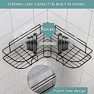 REFFU Corner Shower Caddy, 2 pack Adhesive Shower Organizer No Drilling, Rustproof Stainless-Steel Bathroom Shower Organizer Rack, Shower Storage for 90° Wall