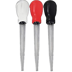 Set of (3) Assorted Colored Basters for Cooking and Crafts - Easy to Read Measurements - Easy to Clean (3)