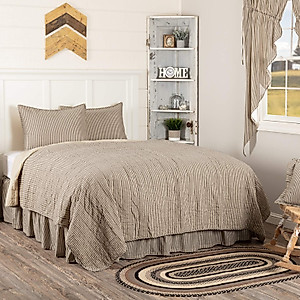 VHC Brands Sawyer Mill Ticking Stripe King Quilt Set, Charcoal Gray