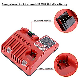 M12 & M18 Multi Voltage Lithium Ion Battery Charger for Milwaukee 48-59-1812 18V&12V Fuel Gauge XC Battery