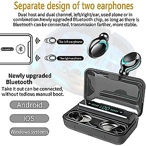 True Wireless Earphones, Powerful Customized Sound Effects, immersive Remote Connection Earphones with Charging Box, Waterproof Stereo Earphones with Built-in Microphone Earphones/