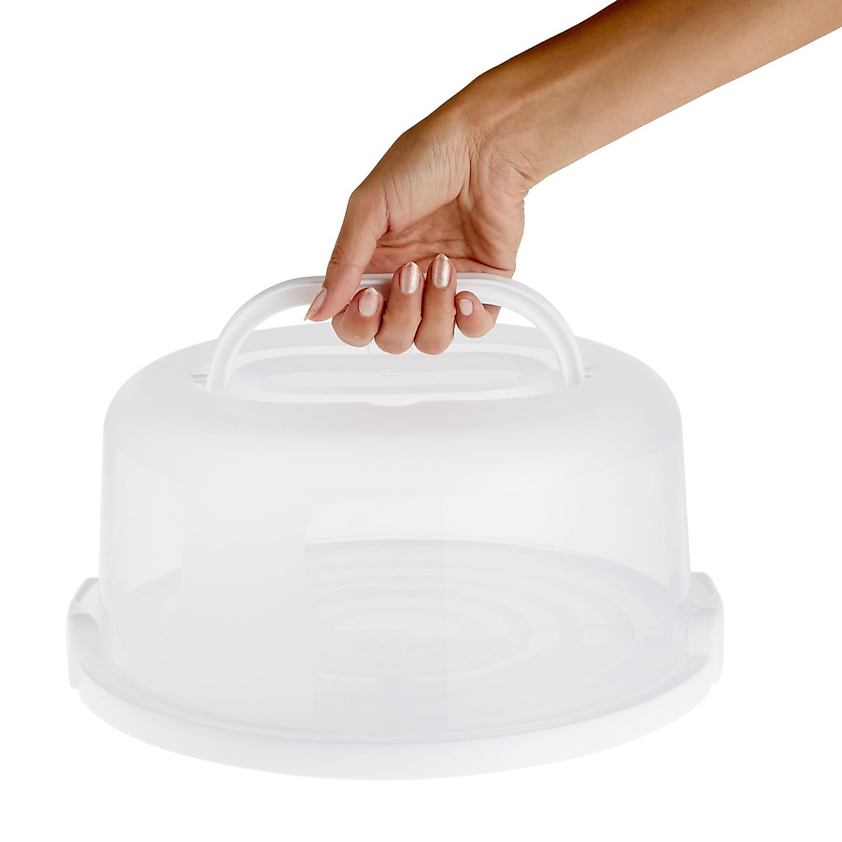 Juvale Round Cake Carrier with Lid and Handle, Dessert Container for Pie, Cupcakes (12 x 5.9 In)