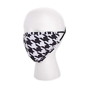 MIAMICA 3 Fashion Cloth Face Mask Nose Wire Cotton Breathable Double Layer Machine Washable Reusable Adjustable Ear Strap Inner Pocket for Removable Filter - Houndstooth, Black, White