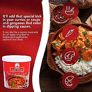 Mae Ploy Red Curry Paste, Authentic Thai Red Curry Paste For Thai Curries And Other Dishes, Aromatic Blend Of Herbs, Spices And Shrimp Paste, No MSG, Preservatives Or Artificial Coloring (14oz Tub)