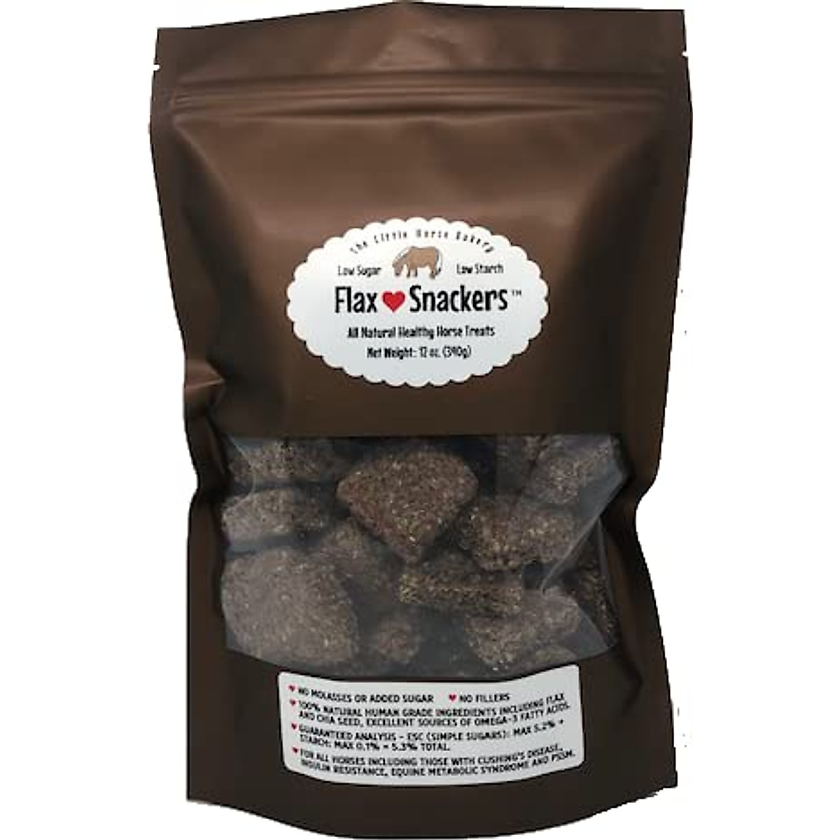 The Little Horse Bakery Flax Snackers Low Sugar, Low Starch Healthy Horse Treats 12 oz.