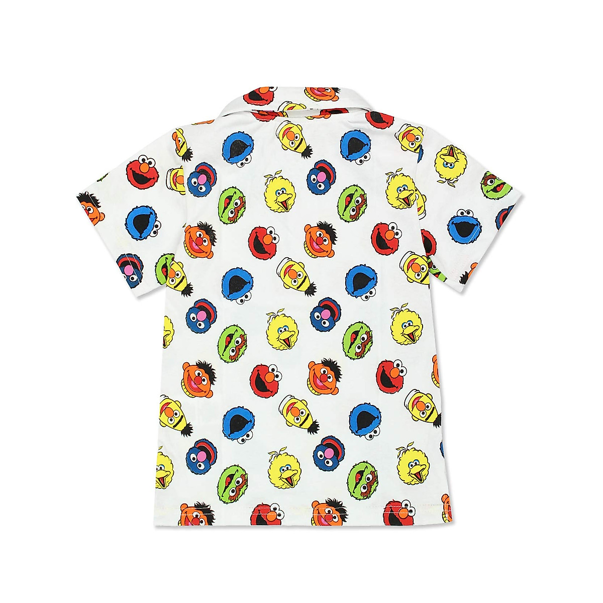 Sesame Street Boys Half Button Shirt for Infant and Toddler White/Multi