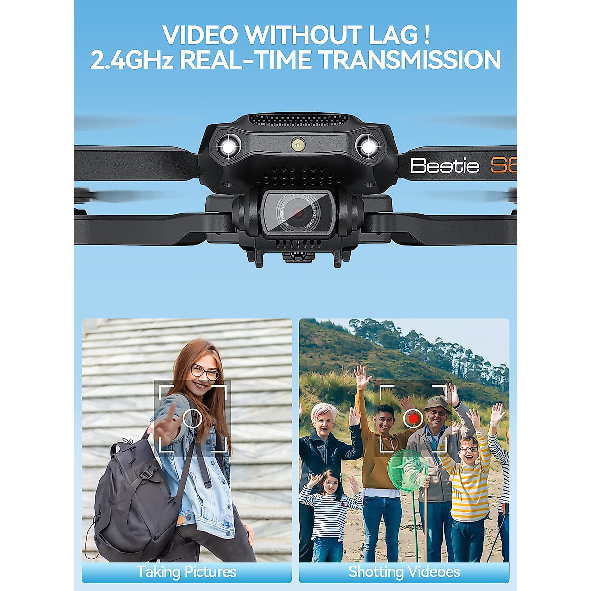 Drone with Camera for Adults 4K - ROVPRO Dual Camera S60 RC Quadcopter with APP Control - Obstacle Avoidance, Waypoint Fly, Altitude Hold, Roll Mode, Headless Mode, 2 Batteries (Black)