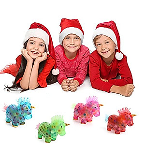 VOMAOK 4 Pack Unicorn Stress Balls Fidget Squishy Toys for Kids Boys Girls Christmas Stocking Stuffers Gifts (Unicorn)