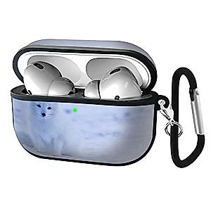 Trofung Luxury PU Leather Protective Shockproof Cover Case Compatible with AirPods Pro 2019 - Arctic Fox in Winter Snow-3