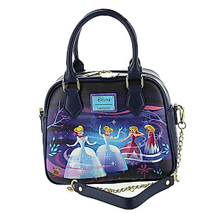 Loungefly Cinderella Castle Chain Strap Crossbody Bag Blue-Purple