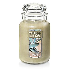 Yankee Candle Sage & Citrus Scented, Classic 22oz Large Jar Single Wick Candle, Over 110 Hours of Burn Time
