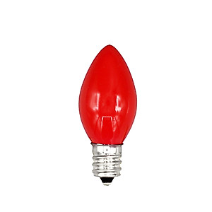 Creative Hobbies® Box of 25 Light Bulbs, Ceramic Opaque Red, Steady Burning, 7 Watt Incandescent, C7 Candelabra Base - Great for Christmas Strings and Decorative Lights