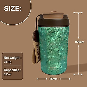 LILEEE Titanium Travel Tumbler Mug with Straw - 12oz Leakproof Insulated Coffee Cup for Hot & Cold Drinks, BPA Free, Durable & Lightweight, Great for Outdoor & Gift Use (Ice Green)