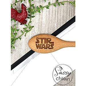 Stir Wars Kitchen Gift for Dudes, Laser Engraved Sustainable Wooden Spoon, Funny Bachelor Gift, Nerd Gift, Nerdy Wedding Gifts, Great Gifts for Guys Who Cook, St*r Wars Nerd, Father's Day Gift