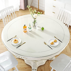 42 Inch Round Clear Table Cover Protector, Thick Plastic Tablecloth Vinyl Easy Clean, Protective PVC Table Desk Mat Pad for Round Coffee Table Living Dining Room Kitchen Waterproof Heat Resistant