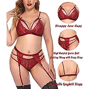 Avidlove Women Lingerie Set Plus Size with Garter Belts Sexy Bra and Panty Underwear Lingerie Sets