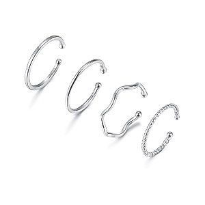 JOERICA 4 PCS Toe Rings 925 Sterling Silver Gold Plated Open Toe Rings for Women Adjustable Simple Thin Band Minimalist Beach Toe Rings Set Foot Jewelry
