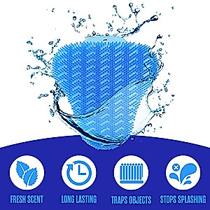 Houseables Urinal Screens Deodorizer, Screen Cake Sanitizer, Pee Splash Guard, 10 Pack, 6.25inches x 6.5inches, Blue, Scented, EVA, Toilet Deoderizer, Urinals Freshener Shield, Urine Anti-Splash Mat