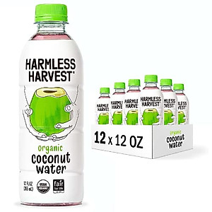 Harmless Harvest Organic Coconut Water Drink, Hydrate with Natural Electrolytes, No Sugar Added, Fair for Life Certified, Original Coconut Water 12 Fl Oz (Pack of 12)