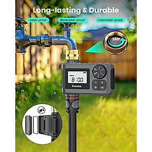 [Upgraded Version] Sprinkler Timer with Brass Swivel, Programmable Water Timer for Outdoor Garden Hose, Hose Timers with Rain Delay/Manual/Auto Mode, Drip Irrigation and Lawn Watering System, 1 Outlet
