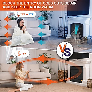 Cholila Cover Fireplace Cover for Energy Saving - Upgrade Fireplace Screen Cover - 39"×32" Fireplace Draft Blocker Stop Heat Loss - Fireplace Blanket with Complete Accessories for Any Fireplace Frame