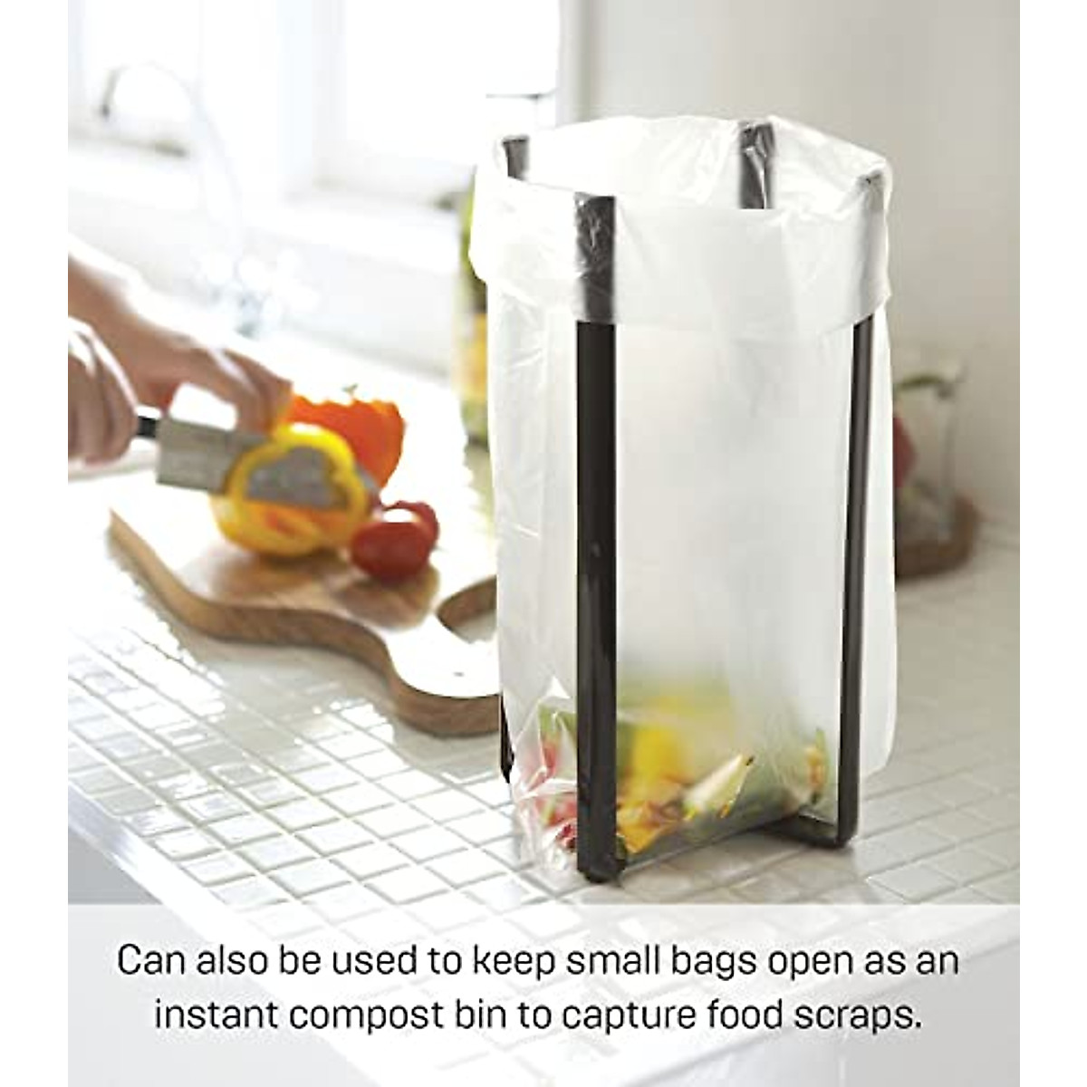 YAMAZAKI home 6785 Kitchen Multi Eco Stand-Multifunctional Plastic Bag Holder, One Size, Black