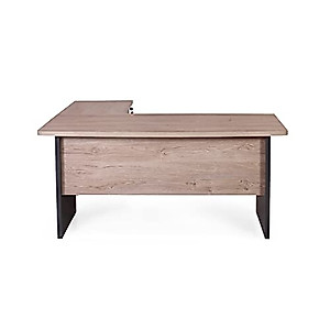 Casa Mare 63" Wood L Shaped Office Desk Right Side w/Lockable Drawers | Lock File Cabinet w/Telescopic Rail & Chrome Handle & Legs | Computer PC Laptop Sturdy Corner Table | Modern Home Study | Creme