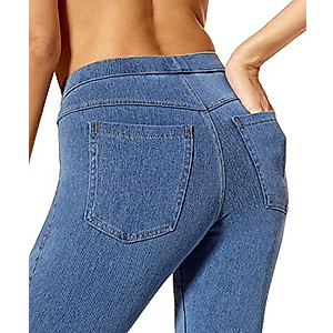 No nonsense womens Classic Denim Capri With Pockets leggings pants, Light Denim, Large US