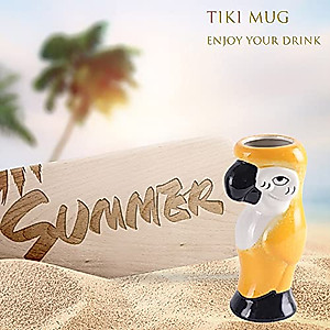 SUN GKOTTA Tiki Mugs Cocktail Set of 2 - Large Ceramic Tiki Cups,Tiki Glasses Cute Exotic Cocktail Glasses,Hawaiian Tiki MugTiki Mug