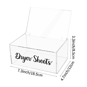Acrylic Dryer Sheet Dispenser with Hinged Lid Clear Laundry Dryer Sheet Holder Dryer Sheet Container for Home Laundry Room Organization and Storage Laundry Softener Dispenser Laundry Room Decorations