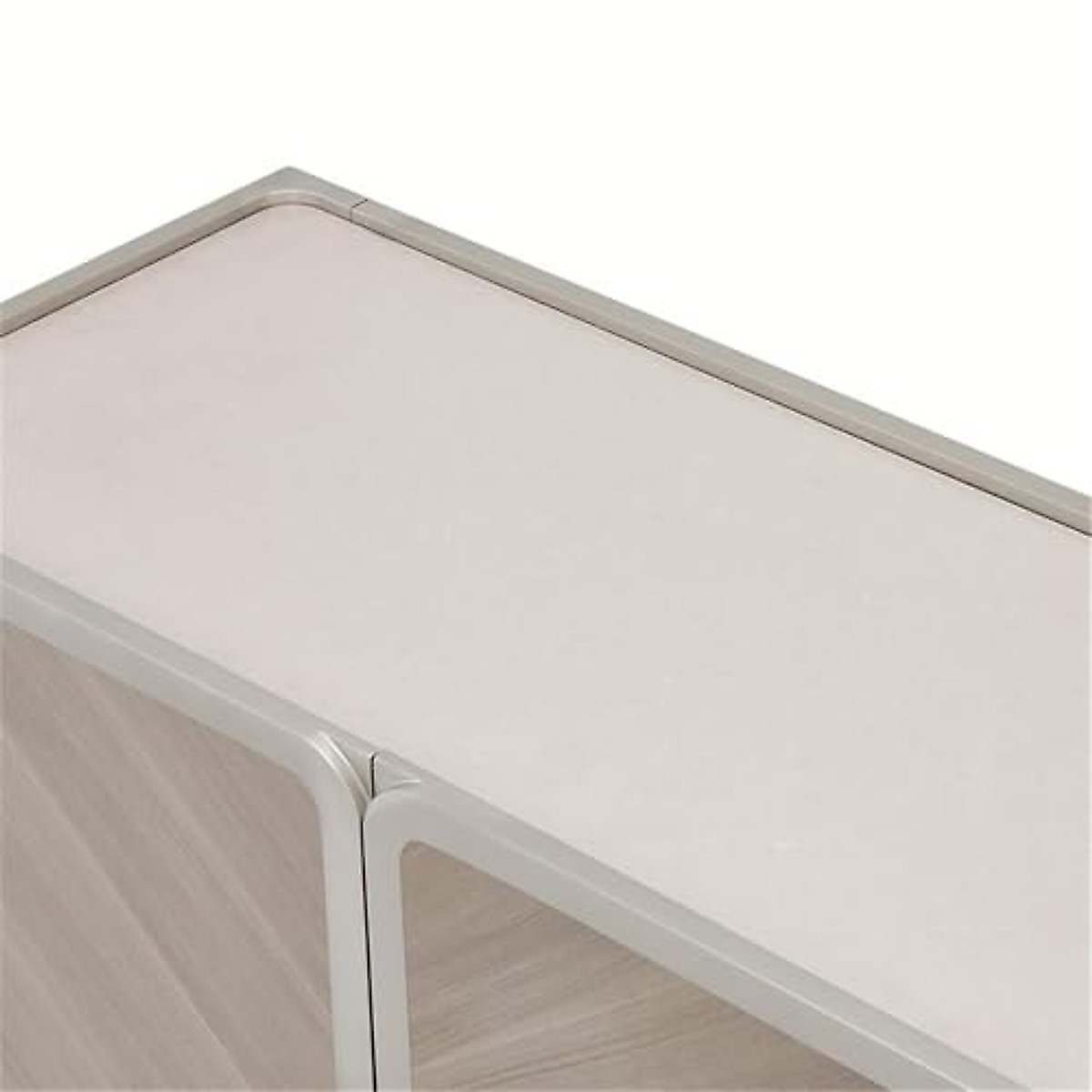 Michael Amini Lanterna Poplar Wood & Acrylic Sideboard in Silver Mist/Beige