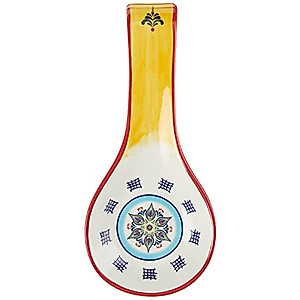 Euro Ceramica Zanzibar Collection Vibrant Ceramic Tableware Necessities, 4 Piece Completer Set, Spanish Floral Design, Multicolor