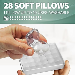 PQ Wax Ear Plugs for Sleeping - 28 Silicone Wax Earplugs for Sleeping and Swimming, Gel Ear Plugs for Noise Cancelling, Sleeping Earplugs, Sound Blocking Level of 32 Db (28 Pillows), Color: White