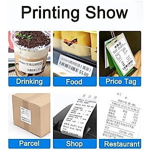 Thermal Label Maker, BT Thermal Shipping Label Printer, 80mm POS Receipt Printer with Auto Label Detection, Printing Width:76mm and Resolution 203DPI, for Home, Office & Small Business