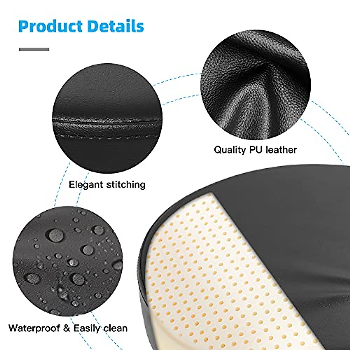 Mineloff Rolling Stool with Wheels 400lbs Weight Capacity,Heavy Duty Lash Chair Adjustable for Tatoo Lab Massage Salon Spa Drafting Nail Teach,360 Swivel,Leather,Thick Seat Padding (Black)