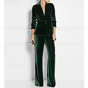 AK Beauty Green Womens Suits Slim Fit Velvet Business Suit Office Work Suits (S, Green)