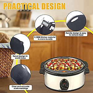 Silicone Slow Cooker Liner Fits Crock-pot 7-8 Quart Oval Slow Cooker,Reusable BPA-free Leak-proof Slow Cooker Accessories with Handle and spout,Dishwasher Safe Crock Pot Liners,Grey