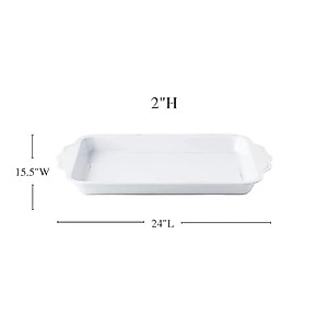 Juliska Berry & Thread Melamine Tray 24 in. - Whitewash, Melamine Serving Tray - Unbreakable, White Melamine, Decorative Embossed Melamine Serving Tray with Handles