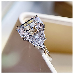 SixTwo 925 Sterling Silver Princess Square Cut 5.0 ct AAA Cubic Zirconia Rings White Crystal CZ Diamond Eternity Engagement Wedding Band Ring Promise Ring for Women ST.189 (7)