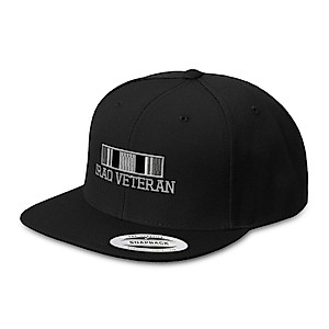 Speedy Pros Snapback Hats for Men & Women Iraq War Veteran Black White Embroidery Acrylic Flat Bill Baseball Cap Black Design Only