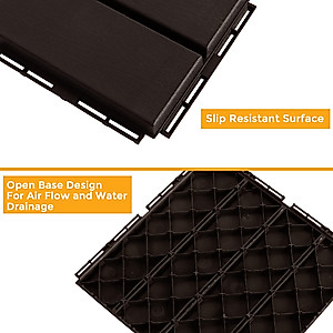ASTEROUTDOOR Interlocking Deck Tiles Plastic Waterproof Outdoor Flooring 12" x 12" for Patio Garden Deck Poolside Indoor Outdoor, 27 pcs, Brown