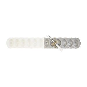 Mud Pie, White/Gray, Happy Always Skinny Egg Tray, 2.75" x 22", 2 3/4" x 22" | Fork 6"