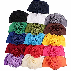 Qhome Women King Size Flower Stretchy Beanie Turban Bonnet Chemo Cap for Cancer Patients Ladies Bandanas African Head Wrap, White, IN