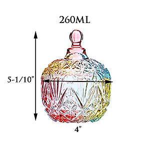 Danmu 1Pc Colorful Glass Storage Jar, Candy Jar with Lid, Cookie Jar, Jewelry Box Buffet Jar Biscuit Containers (260ml / 9oz)