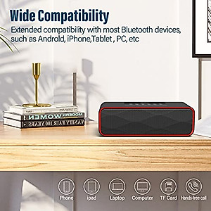 Portable Wireless Bluetooth Stereo Speaker with Powerful Sound 10W Acoustic Drivers Built-in Mic FM Radio Micro SD Card USB AUX-in Slot for Smartphone, PC, MP3 and More