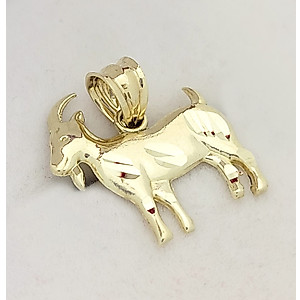 AMZ Jewelry 10K Yellow Gold Goat Pendant Goat Animal Charm Small