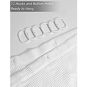 SUMGAR White Shower Curtain Waffle Weave Textured Soft Fabric Shower Curtains for Bathroom,Herringbone Jacquard Chevron Zig Zag Modern Boho Waterproof Shower Curtain Set with Hooks, 72" x 72"